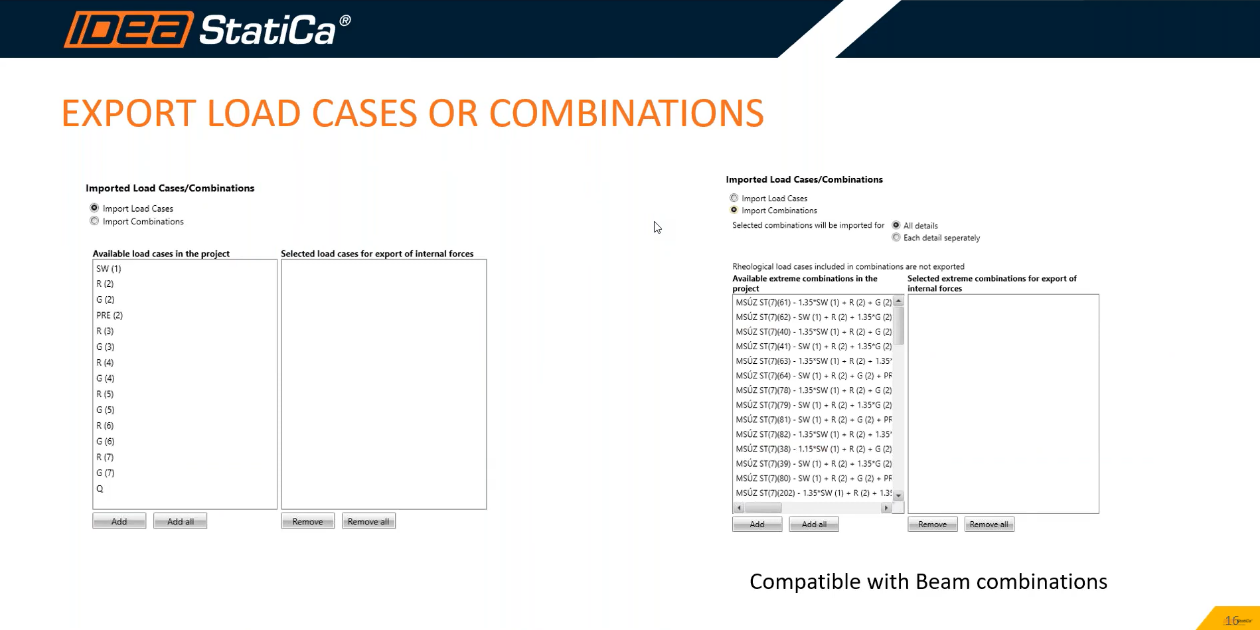 Export load cases or combinations to IDEA StatiCa Detail | IDEA StatiCa
