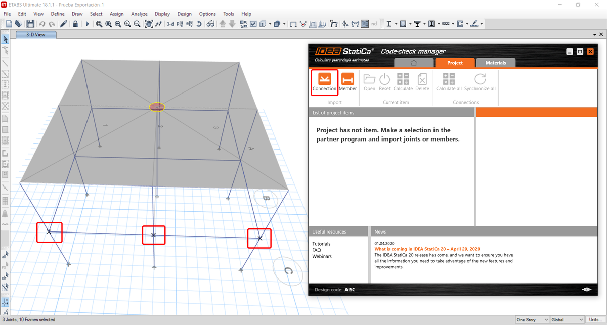 ETABS BIM link tutorial for connection design | IDEA StatiCa
