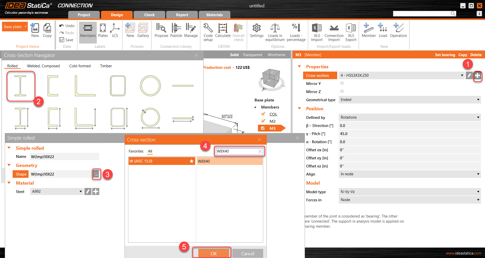 Structural design of footing with diagonal (AISC) | IDEA StatiCa