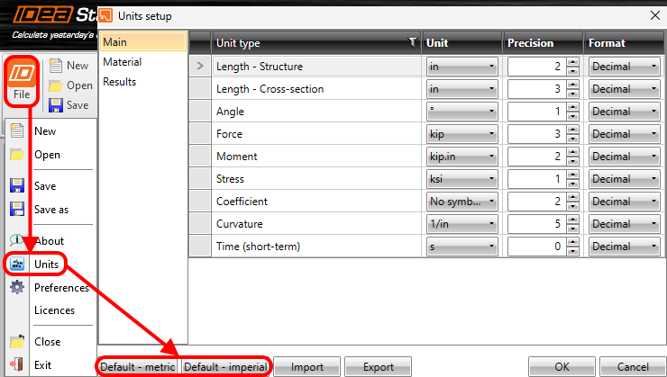 Imperial rounding improvements in Detail | IDEA StatiCa