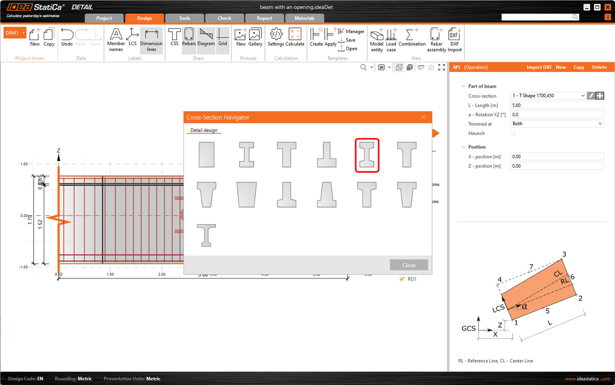 Structural design of a concrete beam with an opening (EN) | IDEA StatiCa