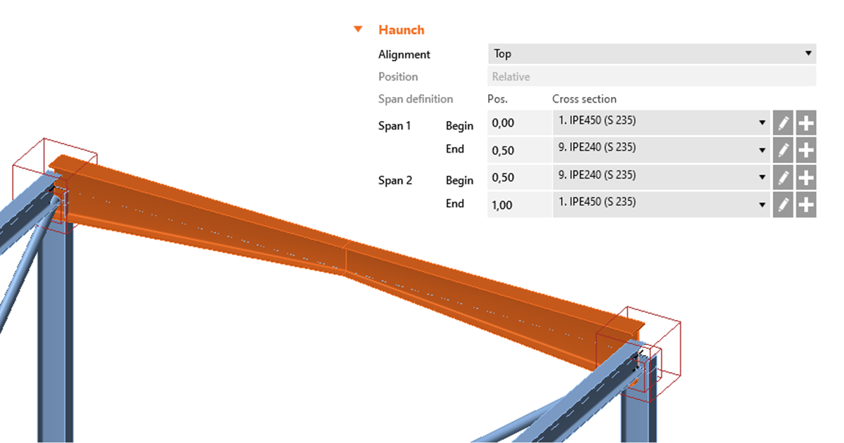 Variable cross-section on beams | IDEA StatiCa