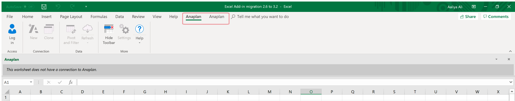 Migrate from Excel Add-in version 2.6 — Anaplan Community